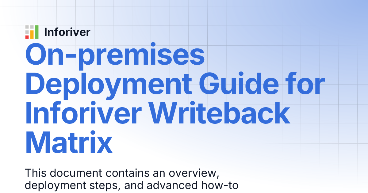 Inforiver Writeback Matrix On-Prem | Inforiver