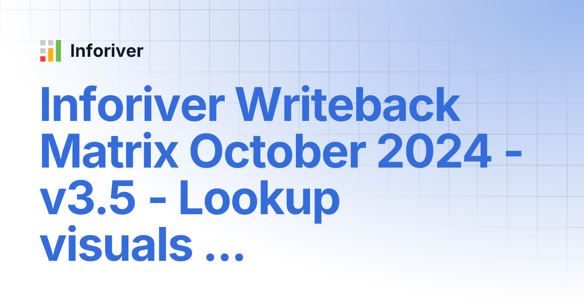 Inforiver Writeback Matrix October 2024 - v3.5 - Lookup visuals & more ...